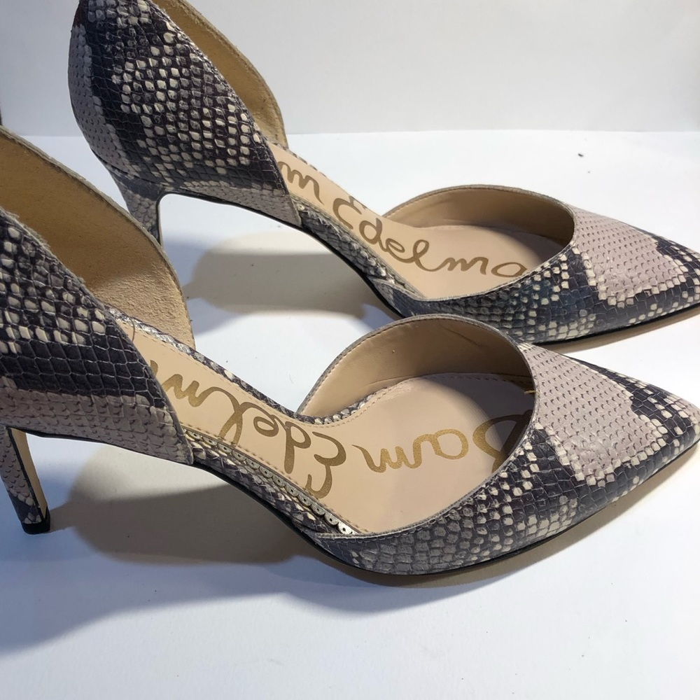 Sam Edelman Faux Snakeskin Leather 2” Heels - Gem